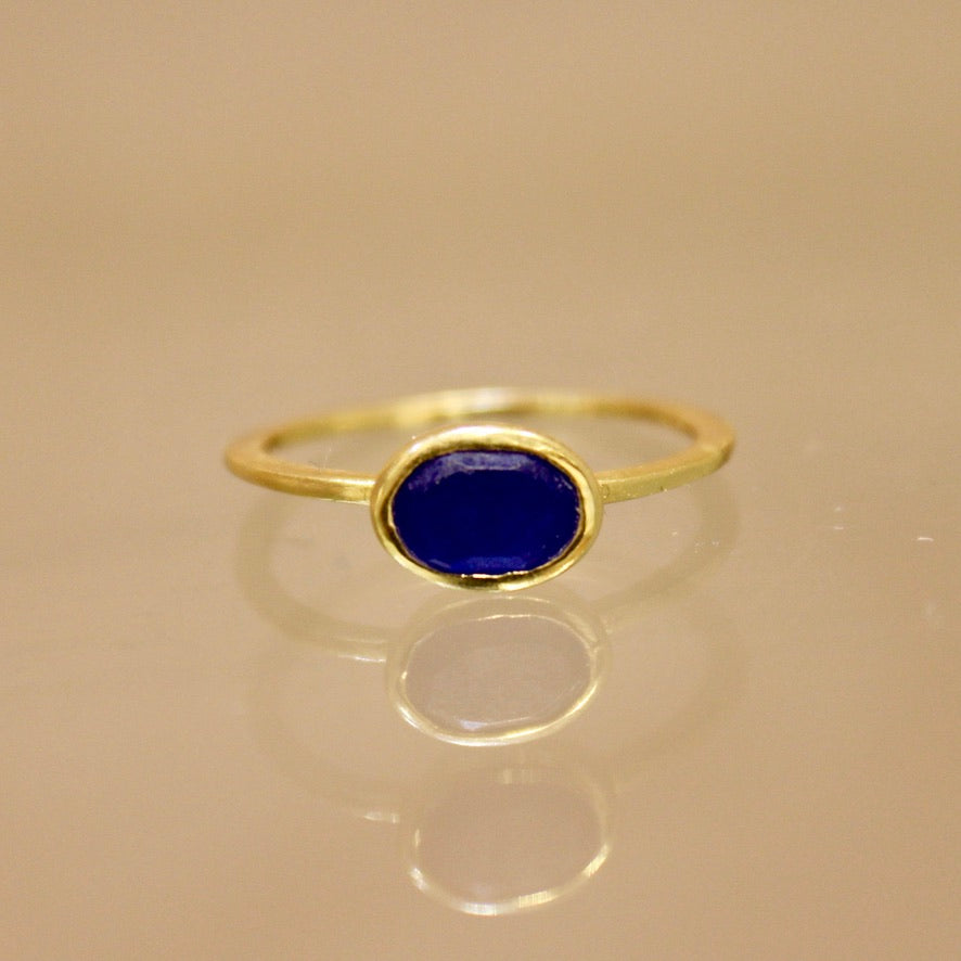 East West Oval Stacker Ring - Electric Blue - Gold – Sophie Catherine ...
